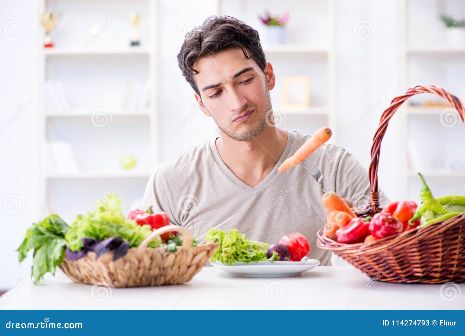 The Young Man in Healthy Eating and Dieting Concept Stock Image - Image ...