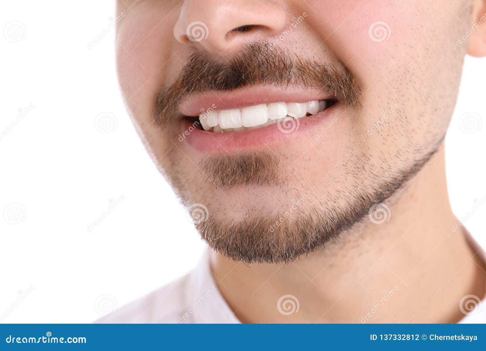 Young Man with Healthy Teeth Smiling on White Background Stock Photo ...