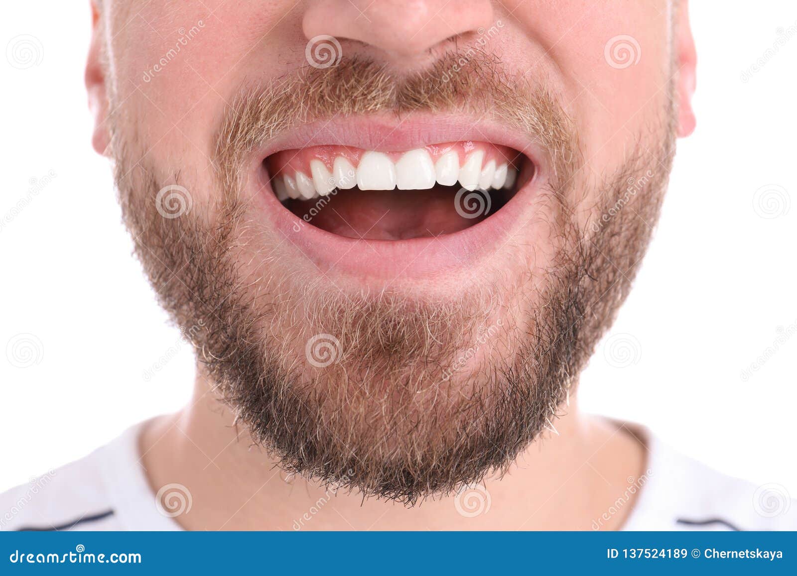 Young Man with Healthy Teeth Smiling on White Background Stock Image ...