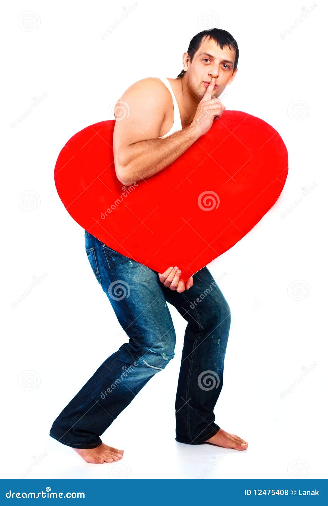 Young man with a heart stock photo. Image of hold, hush - 12475408