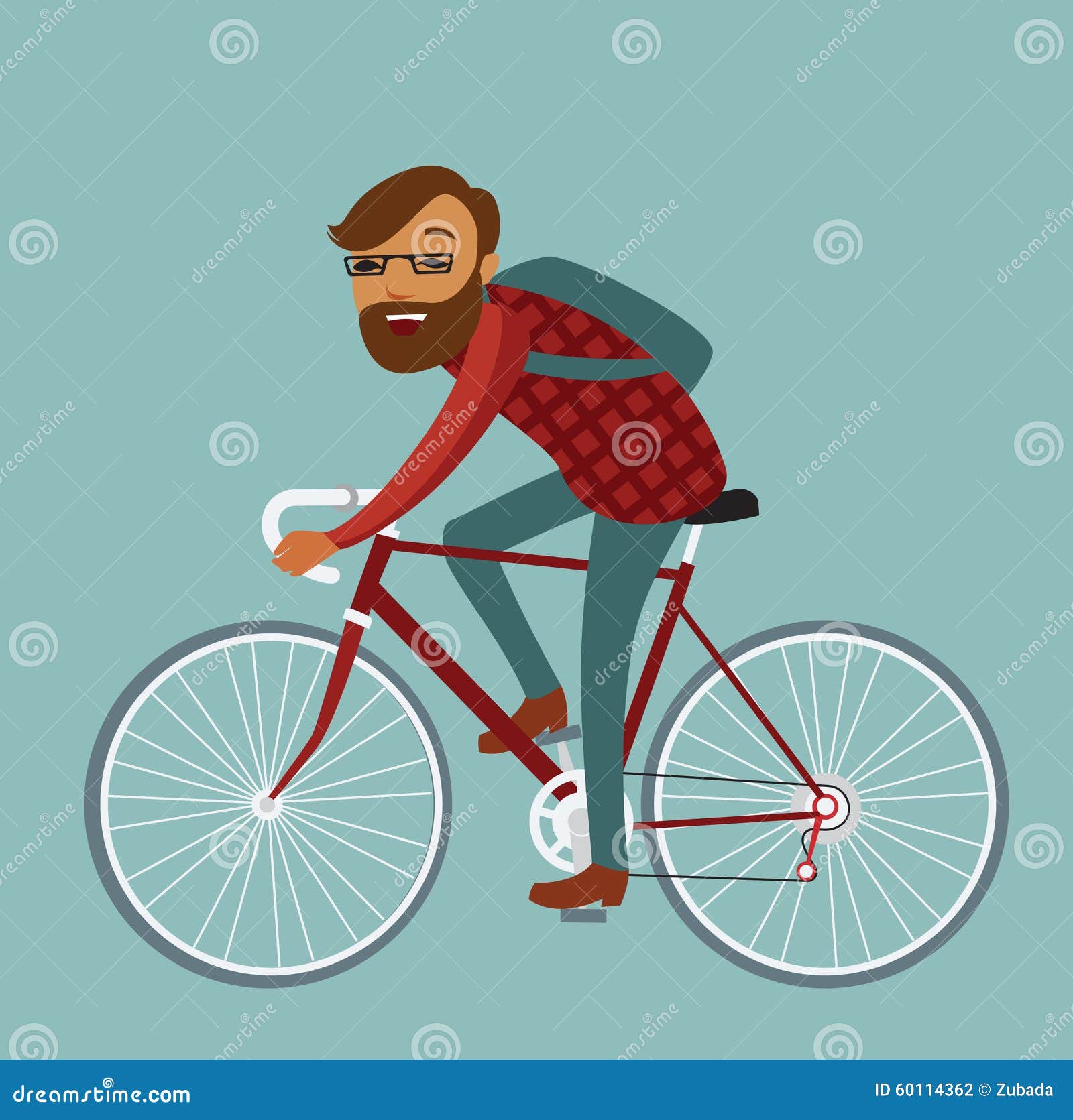 Young Man Hipster Riding Bike Stock Vector - Illustration of hipster ...