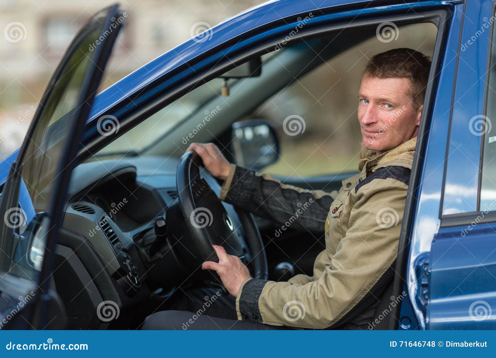 A Young Man in His Car. Hobby. Stock Photo - Image of road, looking ...