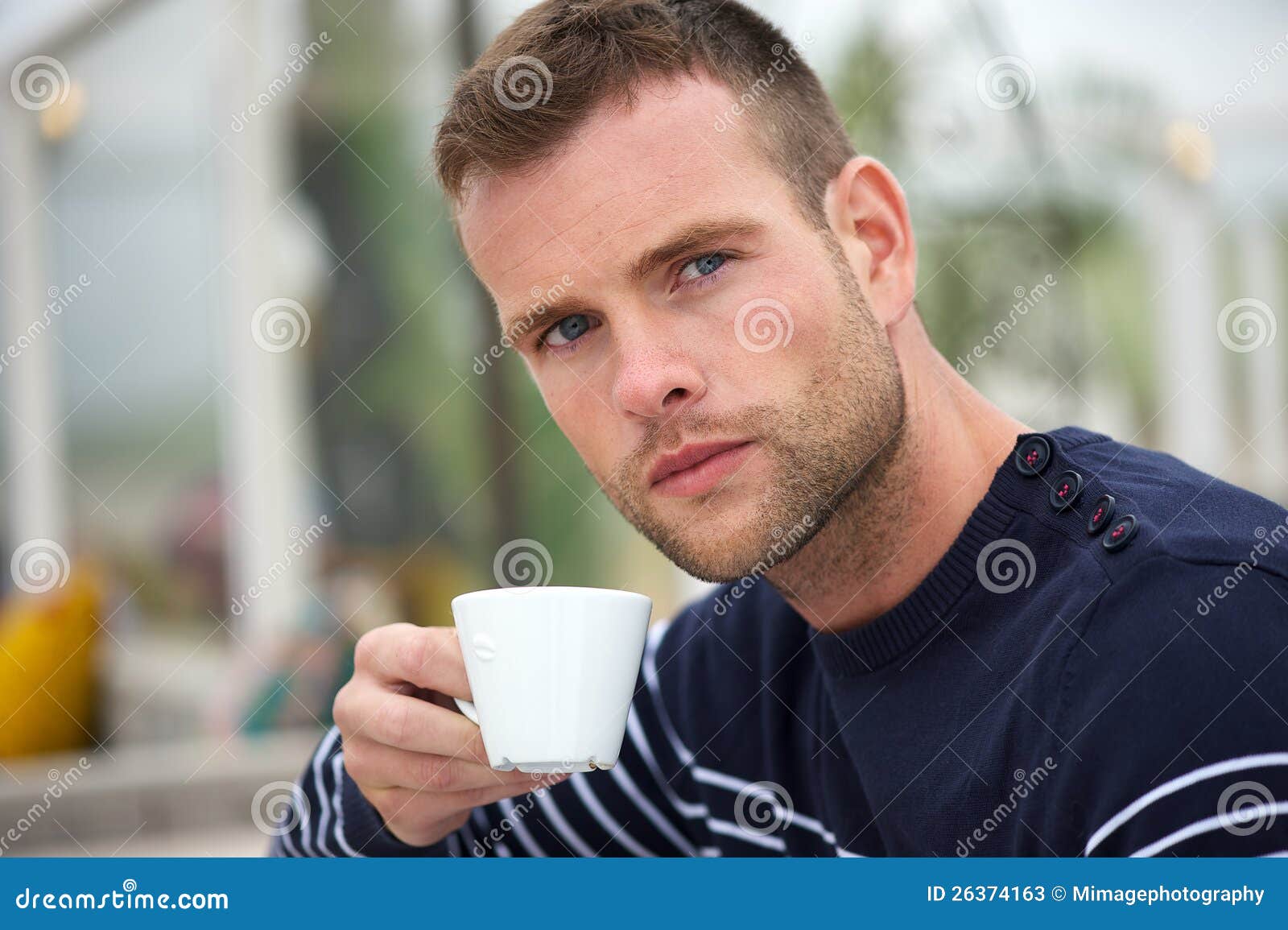 Young Man with His Coffee Cup Stock Image - Image of human, natural ...