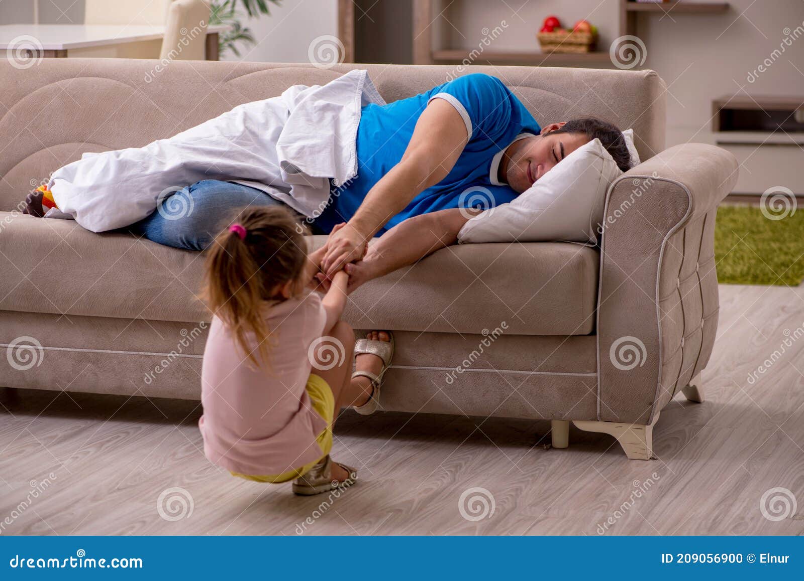 Young Man with His Daughter at Home Stock Photo - Image of house ...