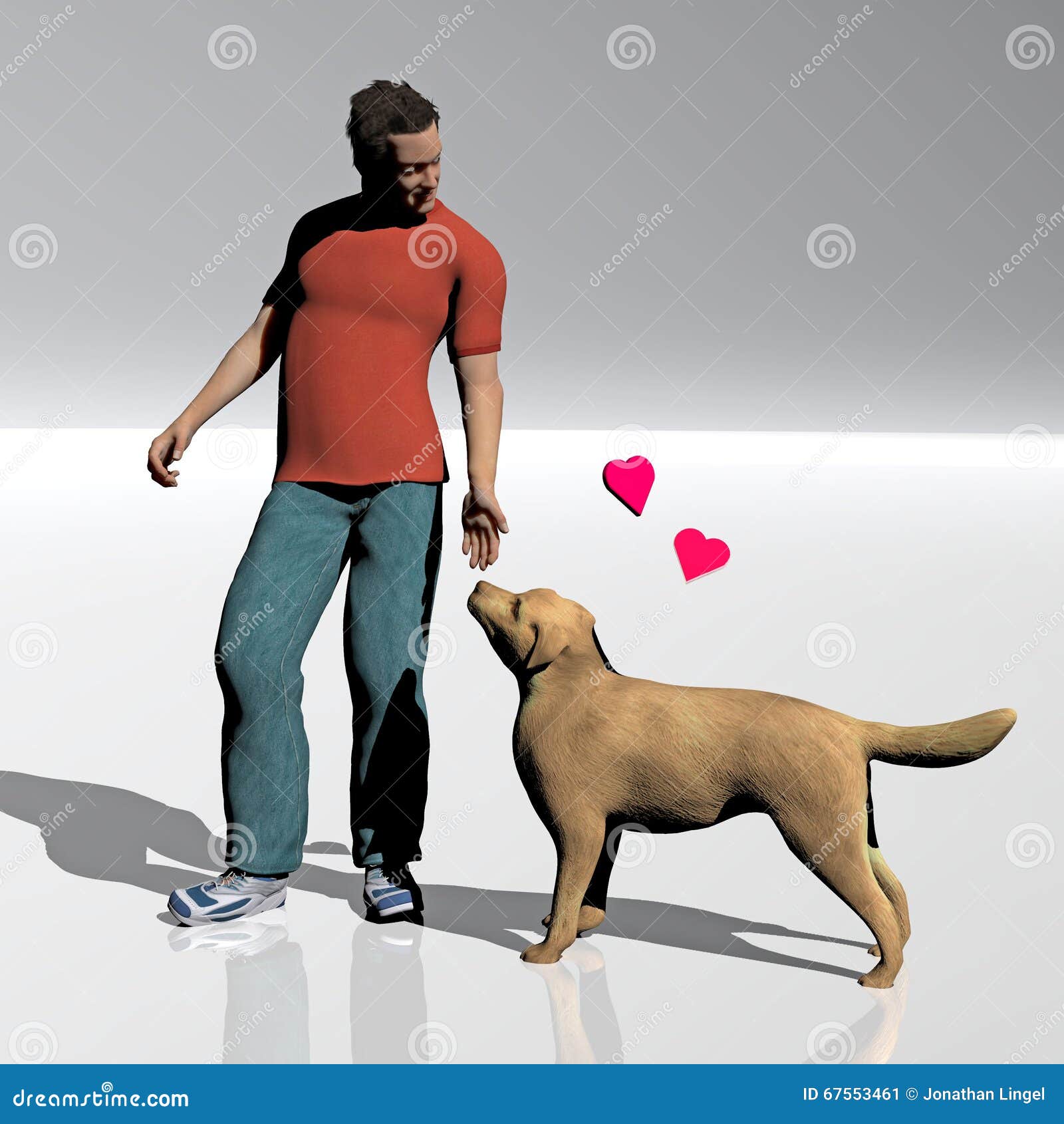Young man and his dog stock illustration. Illustration of male - 67553461
