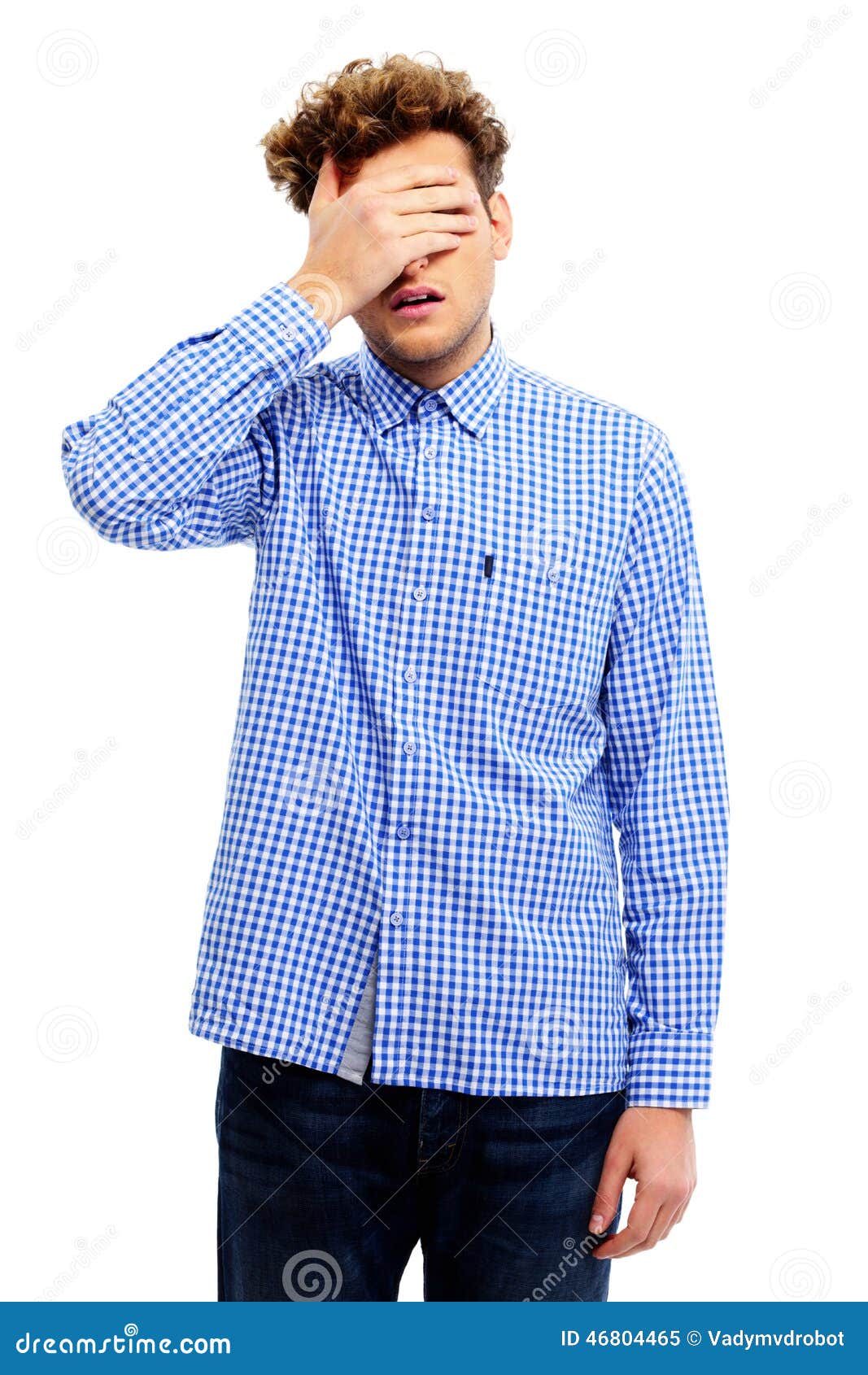 Young Man with His Hand on His Eyes Stock Image - Image of hide ...