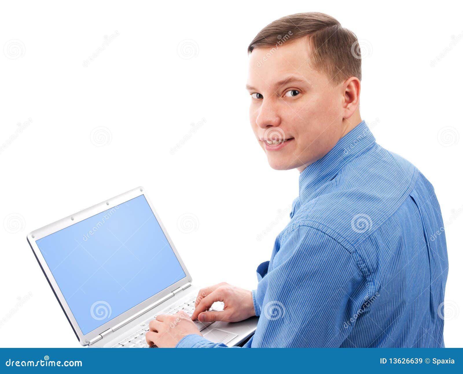 Young man with his laptop stock image. Image of handsome - 13626639