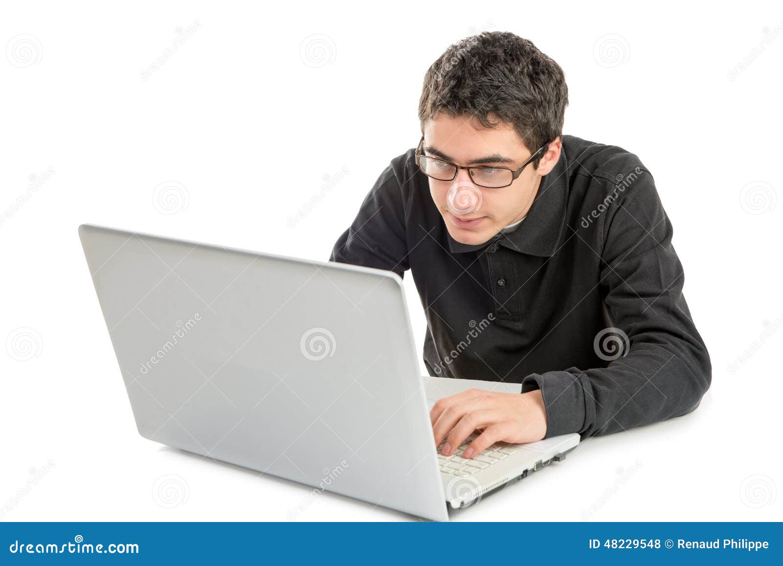 Young man with his laptop stock photo. Image of notebook - 48229548