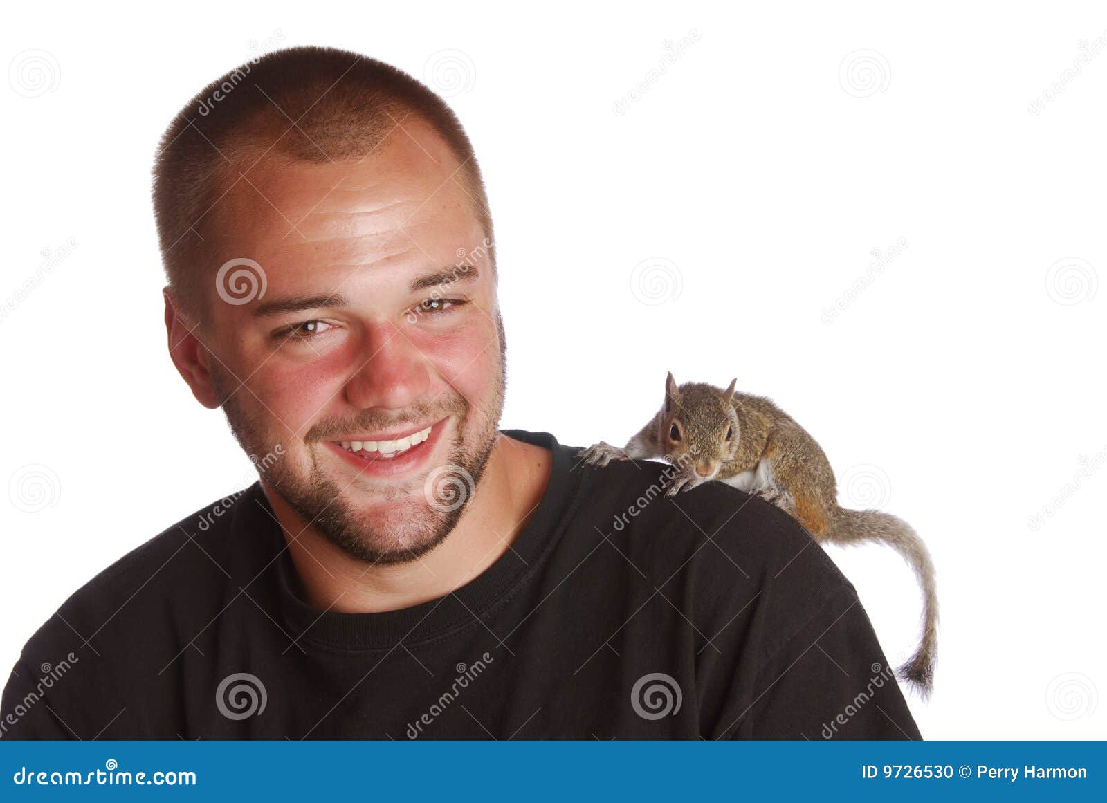 A Young Man and His Squirrel. Stock Photo - Image of male, squirrel ...