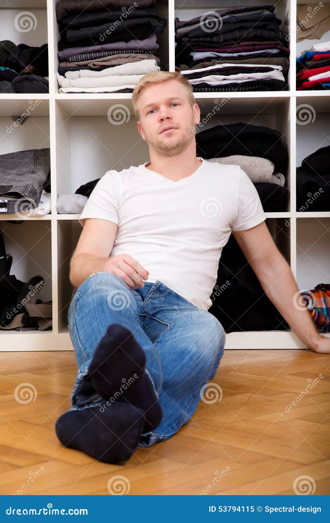 Young Man with His Wardrobe Stock Image - Image of people, customer ...