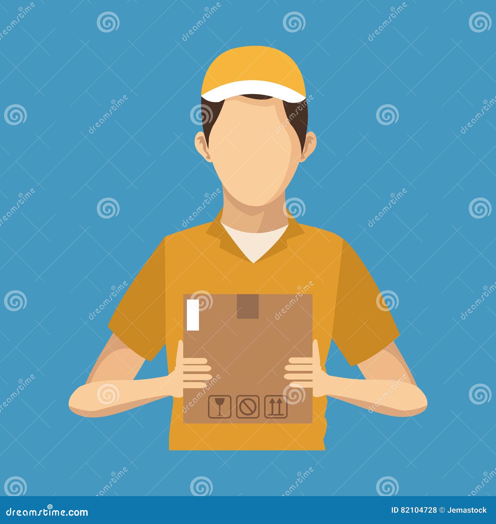 Young Man Hold Box Delivery Concept Stock Vector - Illustration of ...