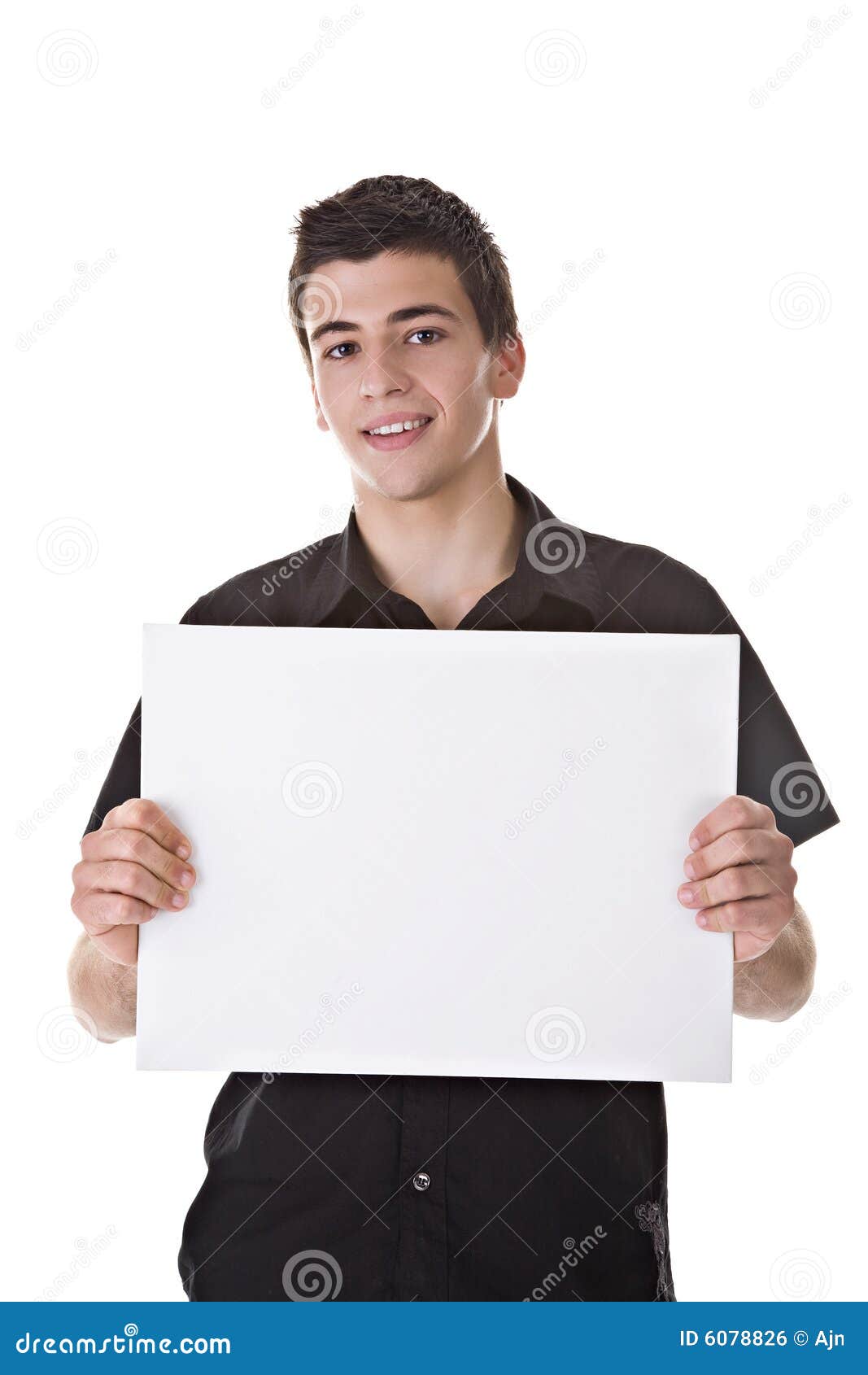 Young Man Holding a Blank Board Stock Photo - Image of cute, announce ...