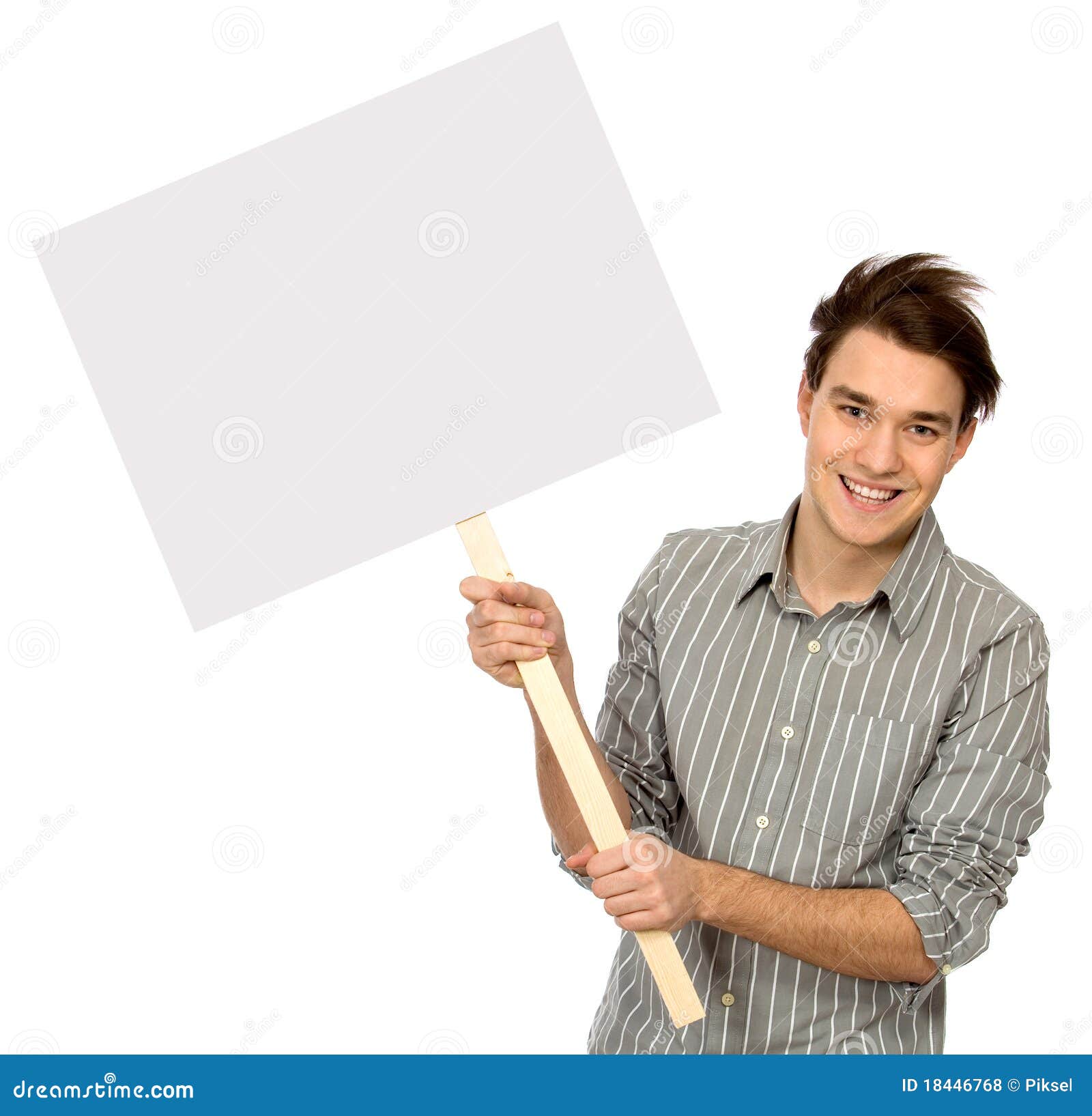 Holding Blank Poster