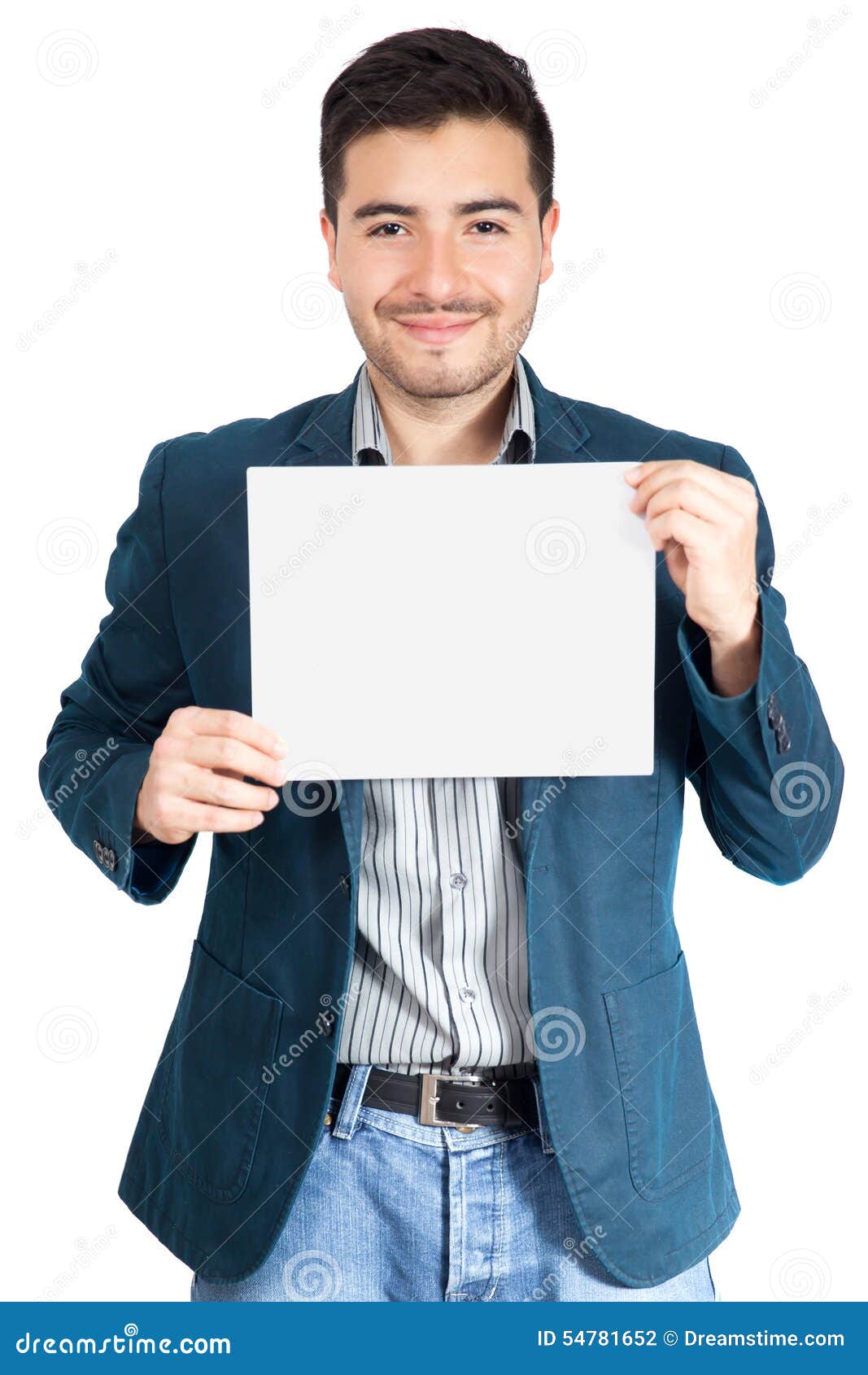 Young Man Holding Blank Poster Stock Photo - Image of copy, people ...