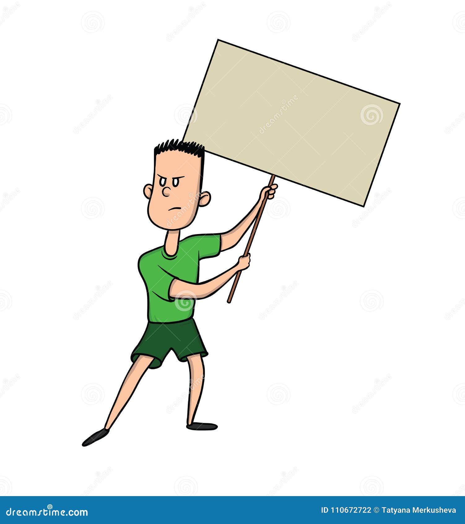 Blank Protest Sign With Wooden Holder. Realistic Vector Demonstration ...