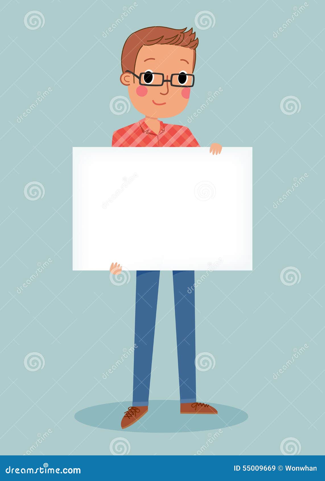 Young Man Holding Blank Sign Stock Vector - Illustration of graphic ...