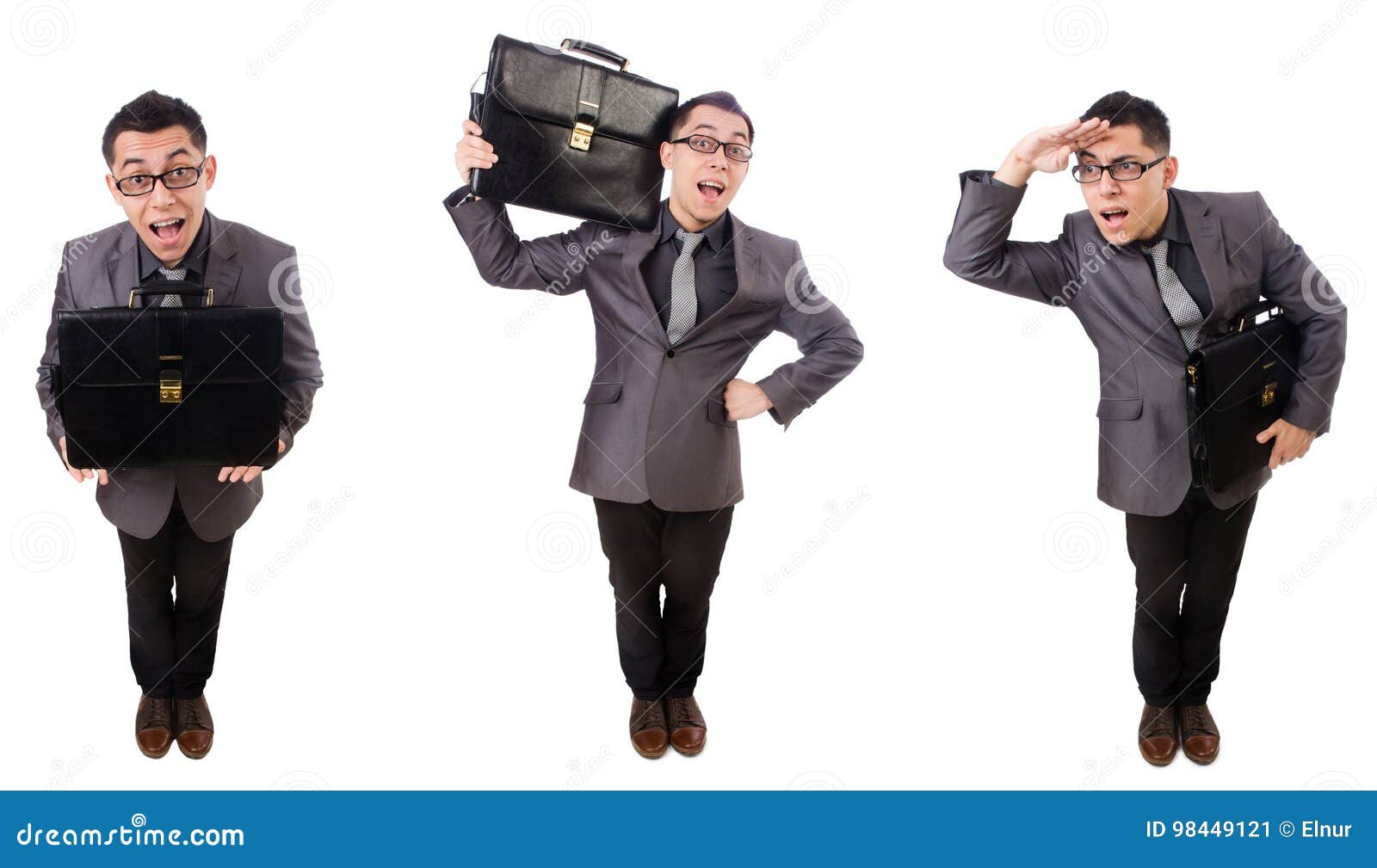 The Young Man Holding Briefcase Isolated on White Stock Image - Image ...