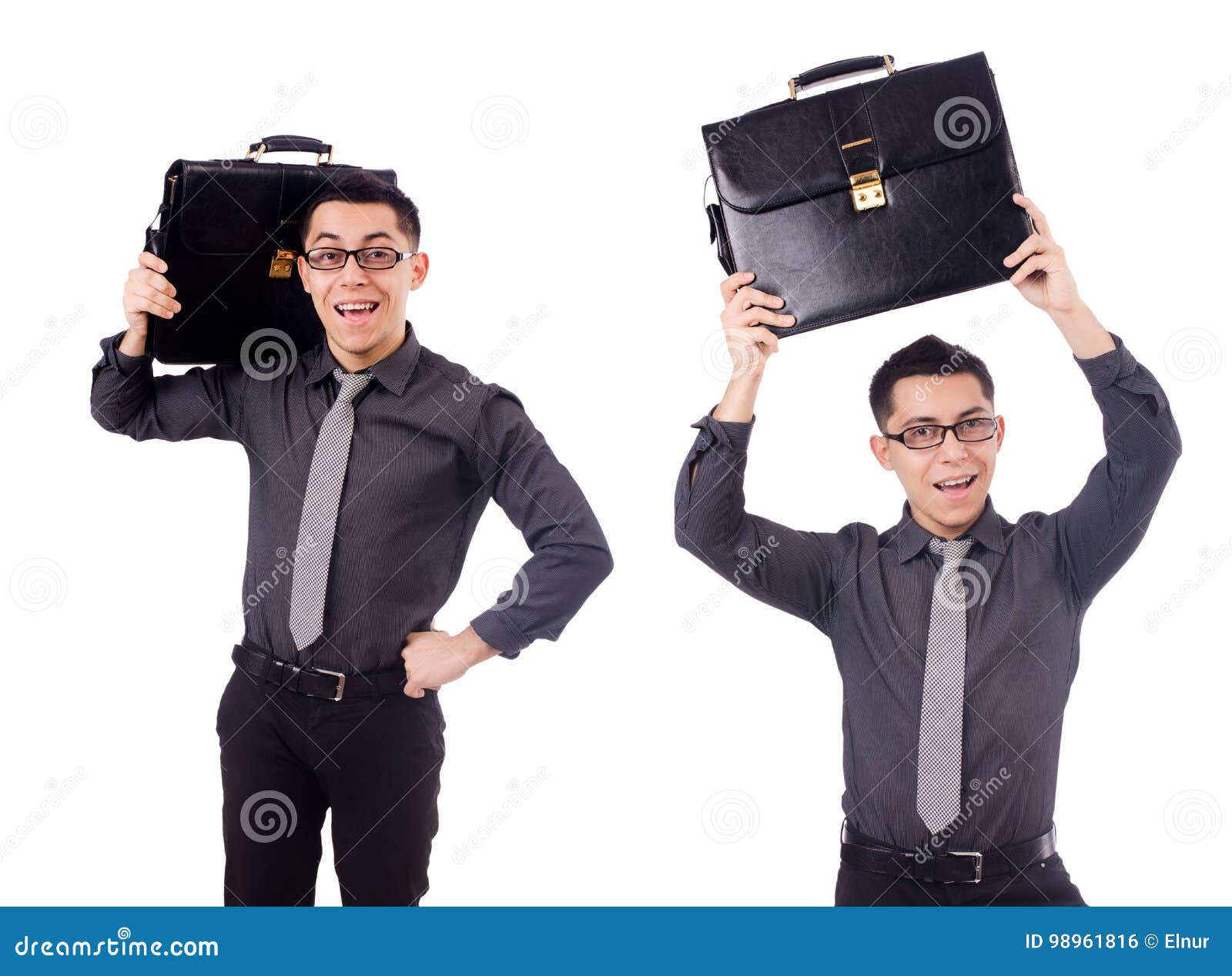 The Young Man Holding Briefcase Isolated on White Stock Photo - Image ...