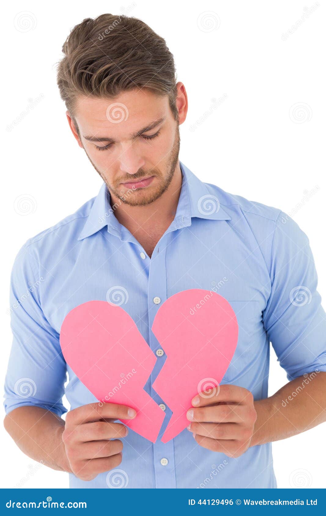 Young Man Holding Broken Heart Stock Photo - Image of young, attractive ...