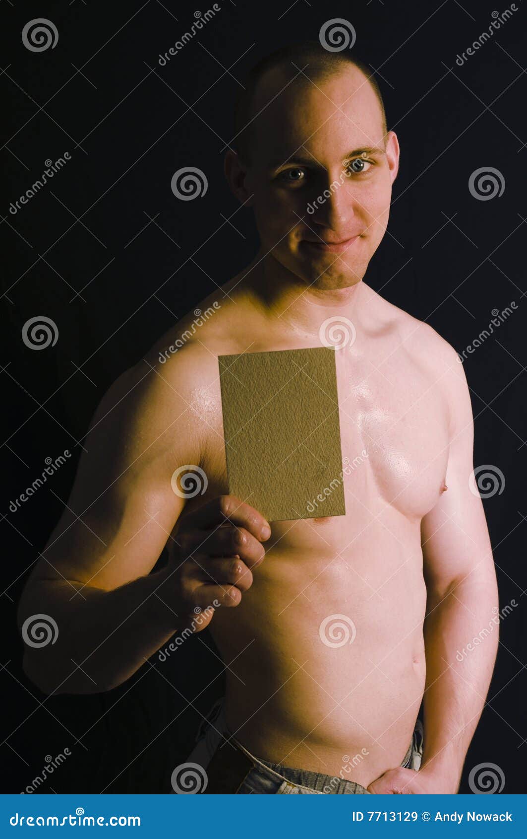 Young man holding card stock image. Image of male, copy - 7713129
