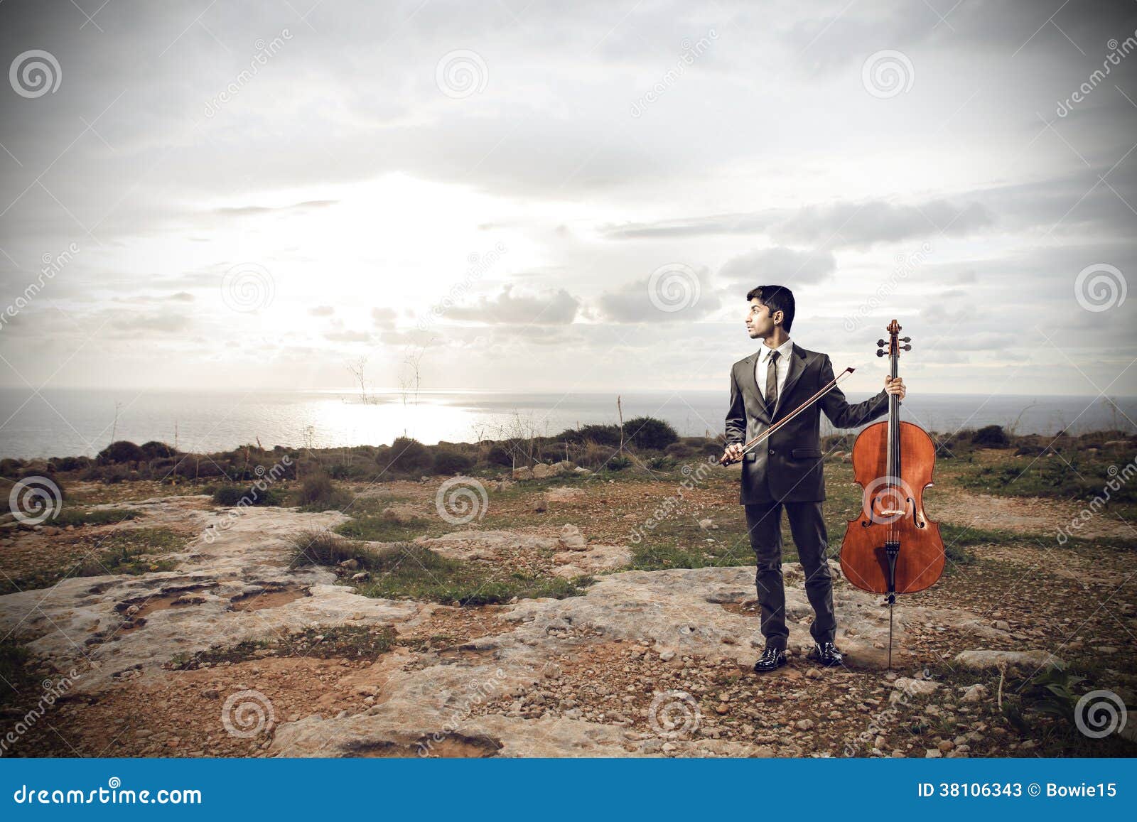 Young man holding a cello stock image. Image of landscaped - 38106343