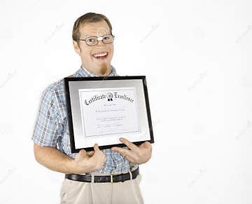 Young Man Holding Certificate. Stock Photo - Image of geek, color: 2044376