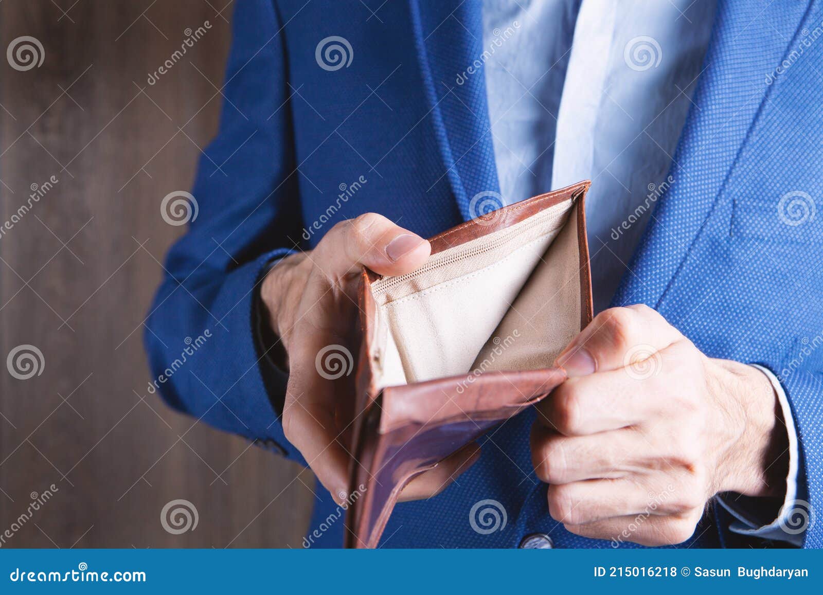 Young Man Holding Empty Wallet Stock Photo - Image of business, cash ...