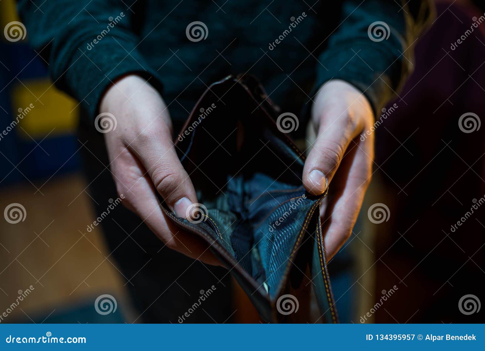 Young Man Holding the Empty Wallet , Focus on the Hand, Stock Image ...