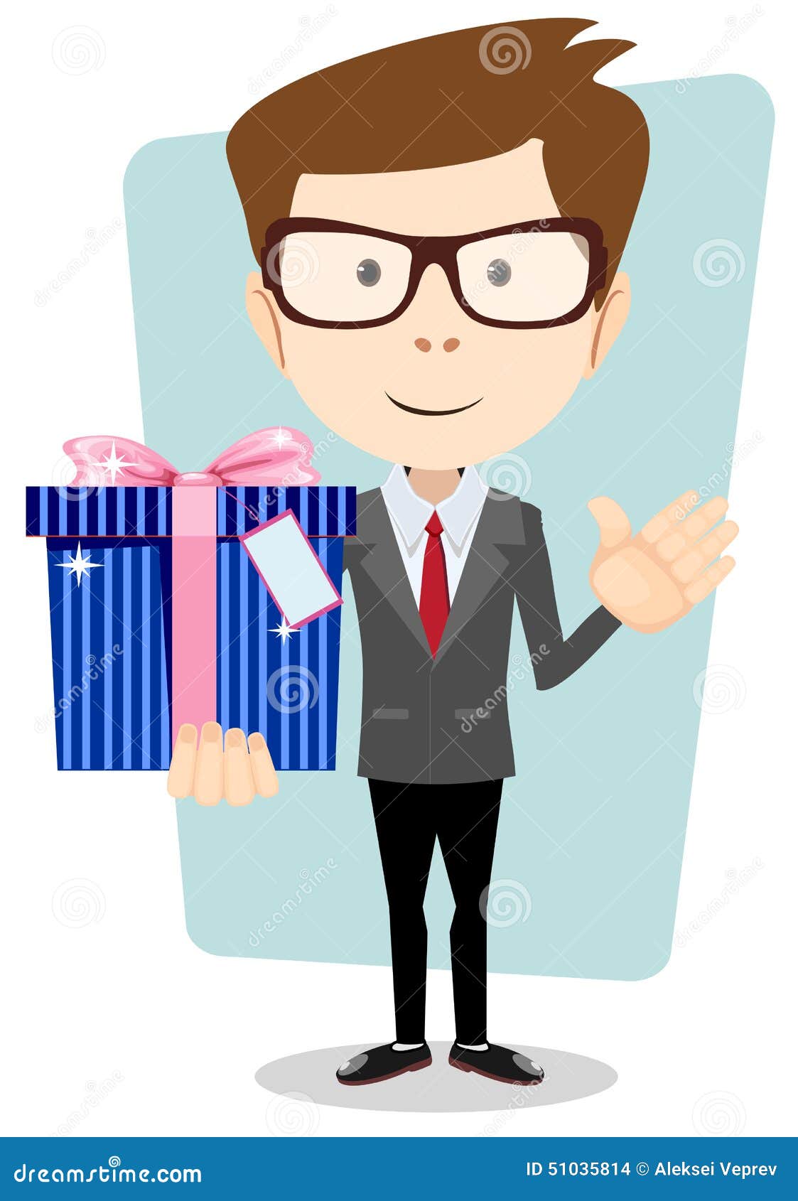 Young Man Holding a Gift, Vector Illustration Stock Vector ...