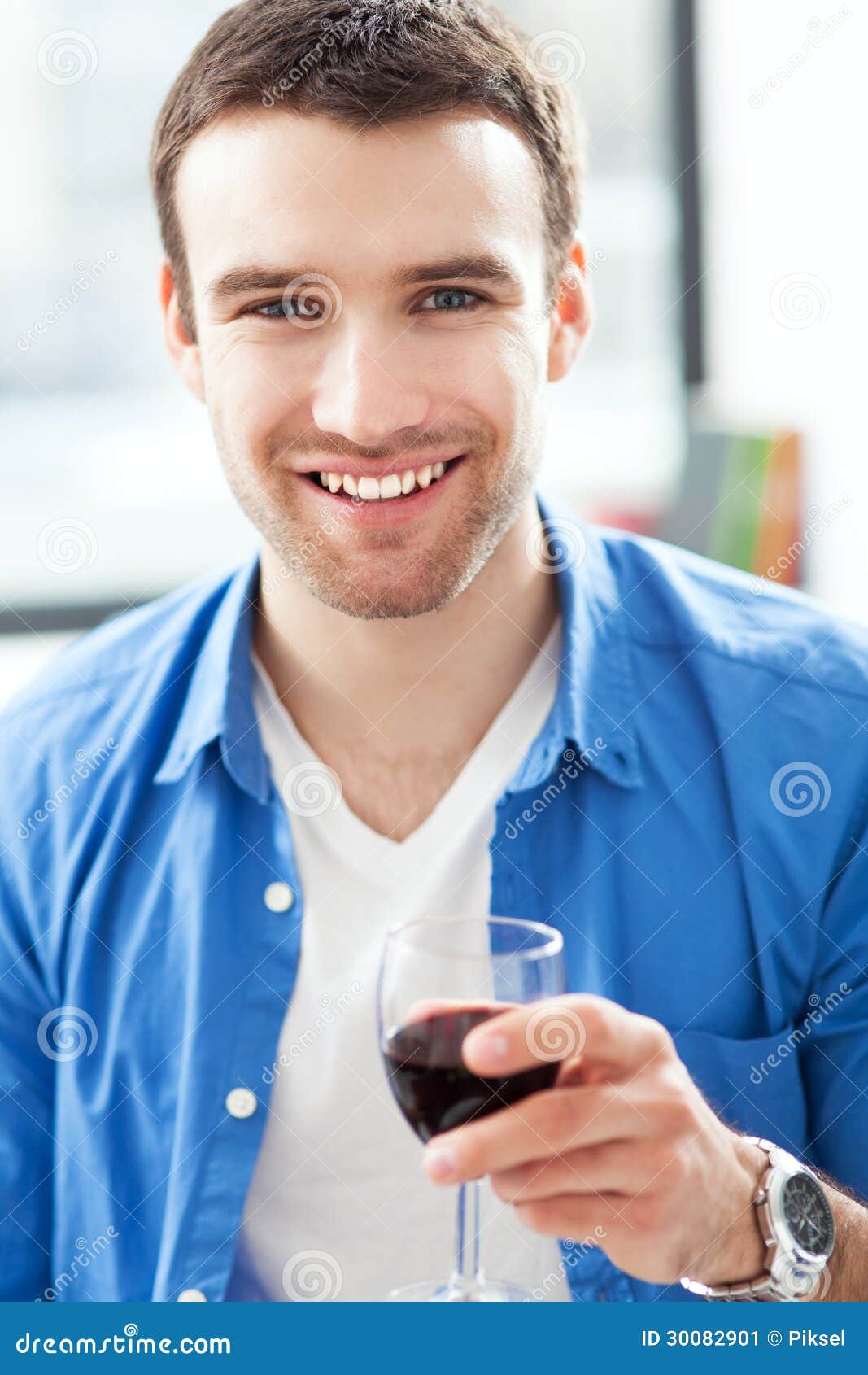 Man having glass of wine stock image. Image of people - 30082901
