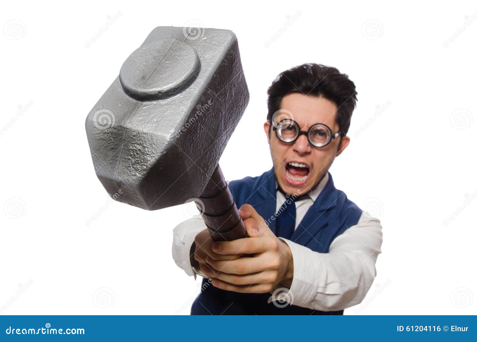 The Young Man Holding Hammer Isolated on White Stock Photo - Image of ...