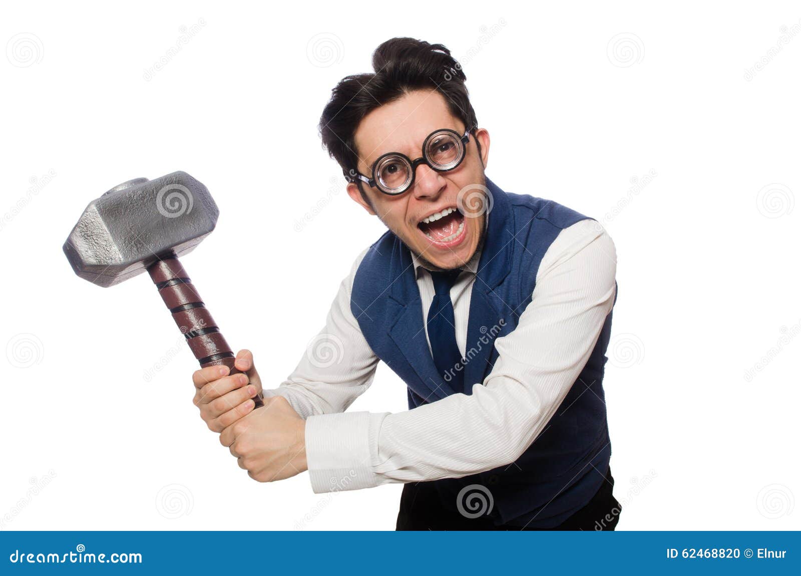 Young Man Holding Hammer Isolated on White Stock Photo - Image of ...
