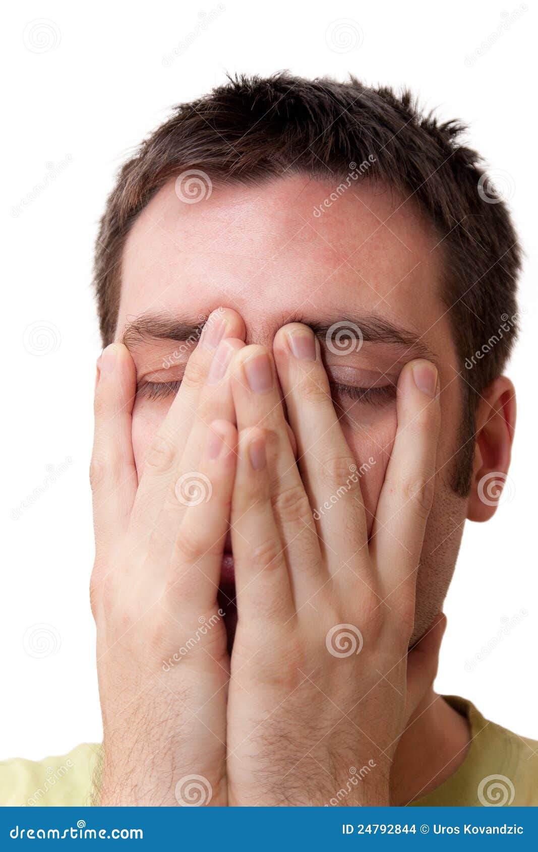 Young Man Holding Hands on His Face Stock Photo - Image of expression ...