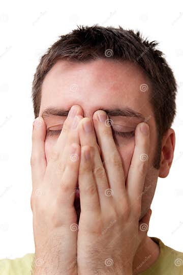 Young Man Holding Hands on His Face Stock Photo - Image of expression ...