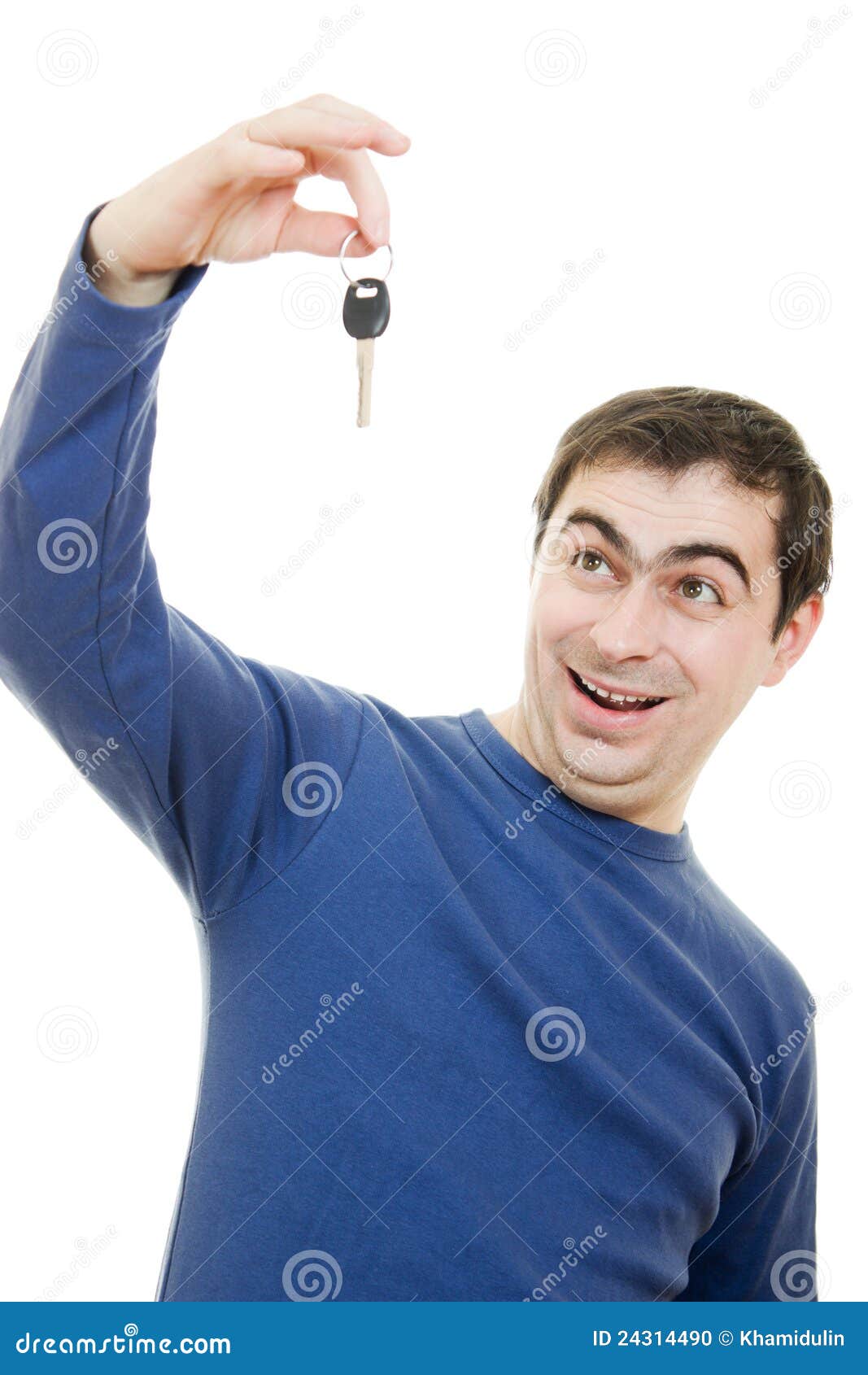 Young Man Holding Keys in His Hand Stock Photo - Image of background ...
