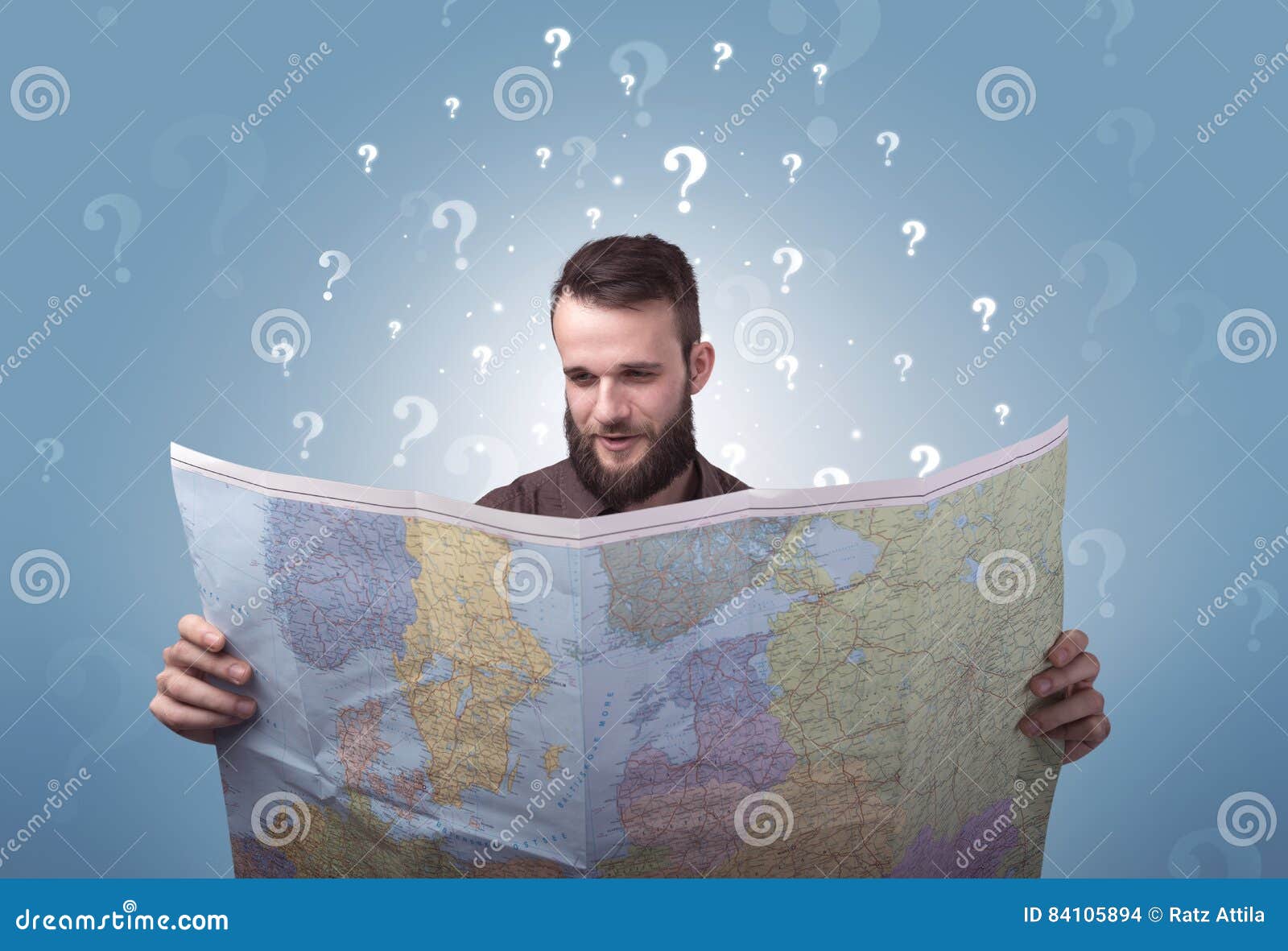 Young man holding map stock photo. Image of lifestyle - 84105894