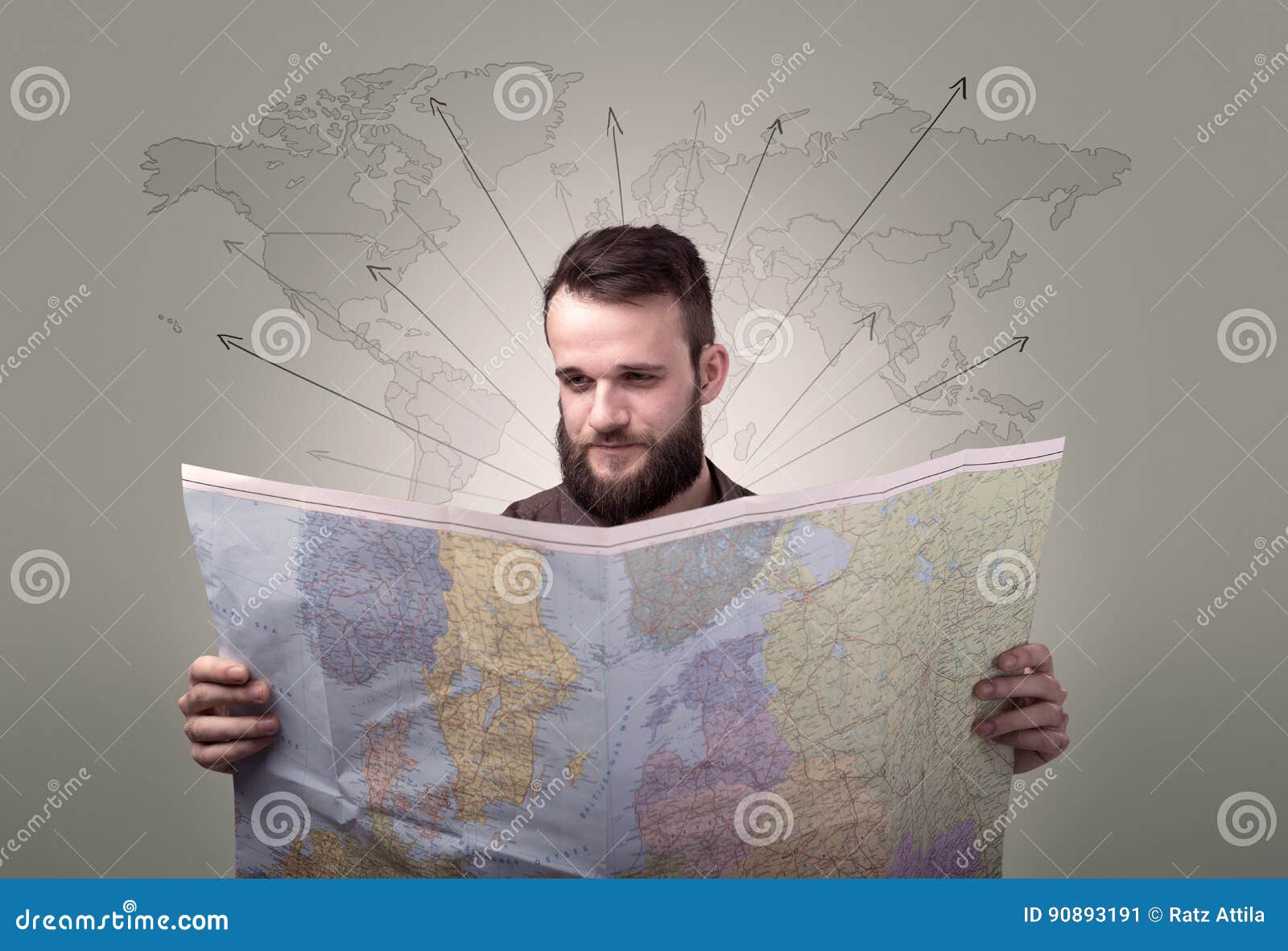 Young man holding map stock image. Image of hike, hobby - 90893191