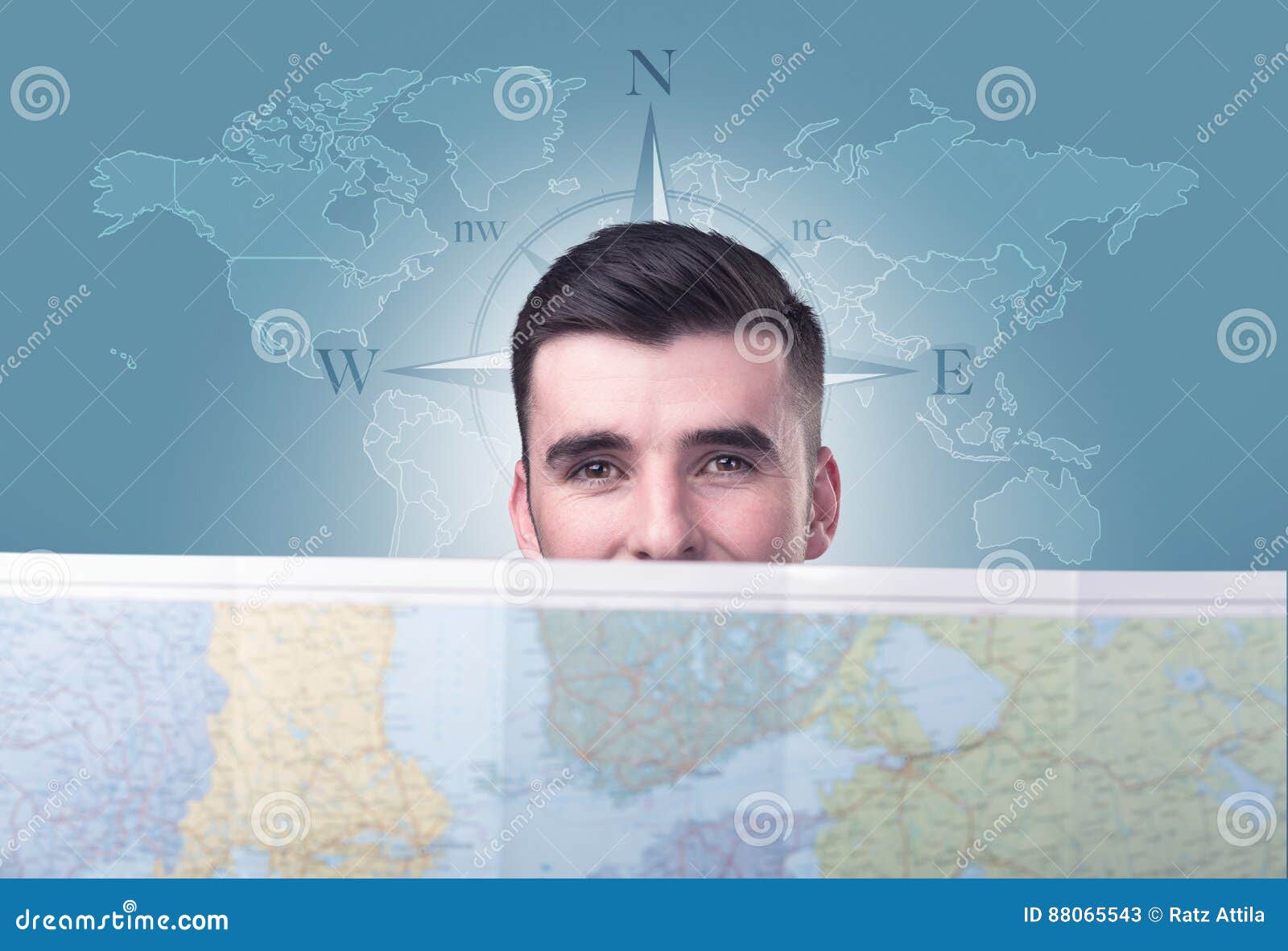 Young man holding map stock image. Image of holiday, foreign - 88065543