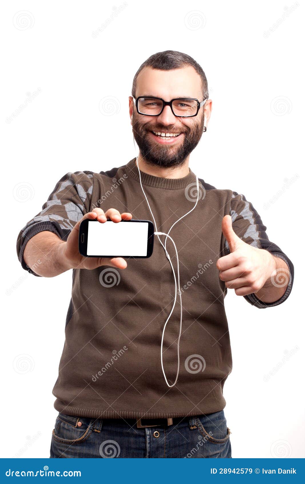 Young Man Holding a Mobile Phone Stock Image - Image of male, show ...