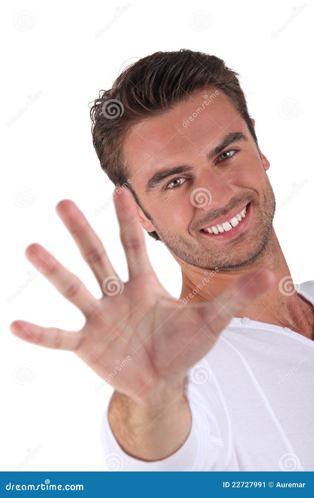 Young man holding out hand stock image. Image of human - 22727991