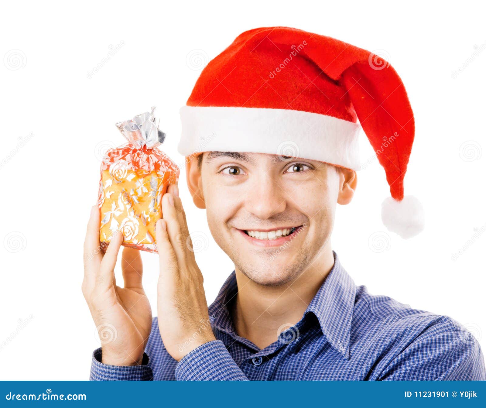 Young Man Holding a Present Stock Image - Image of positive, single ...