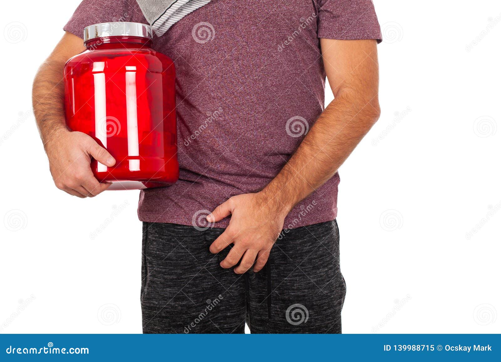 Young Man Holding a Protein Box Stock Image - Image of muscle, protein ...
