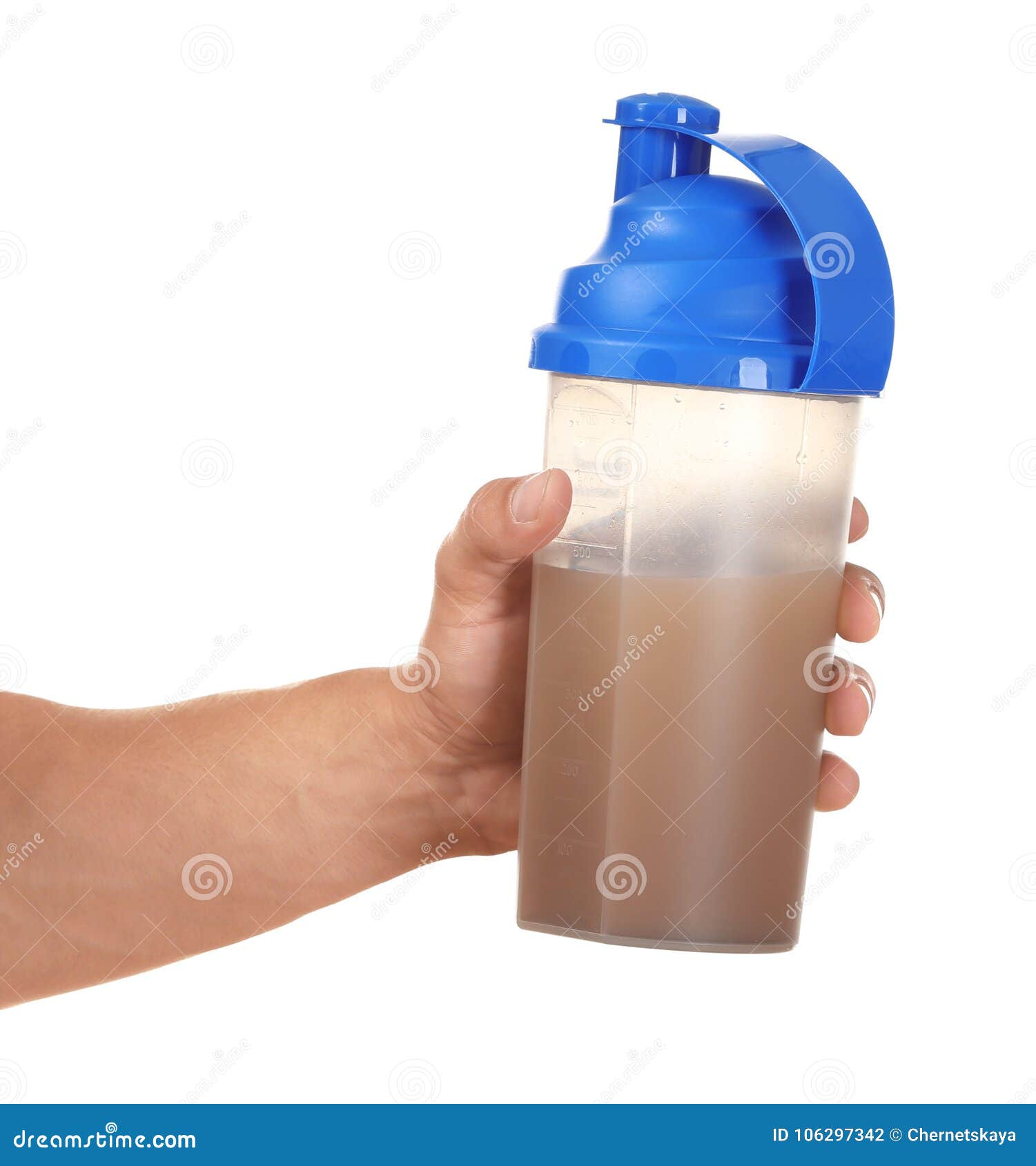 Young Man Holding Protein Shake on Background Stock Photo - Image of ...