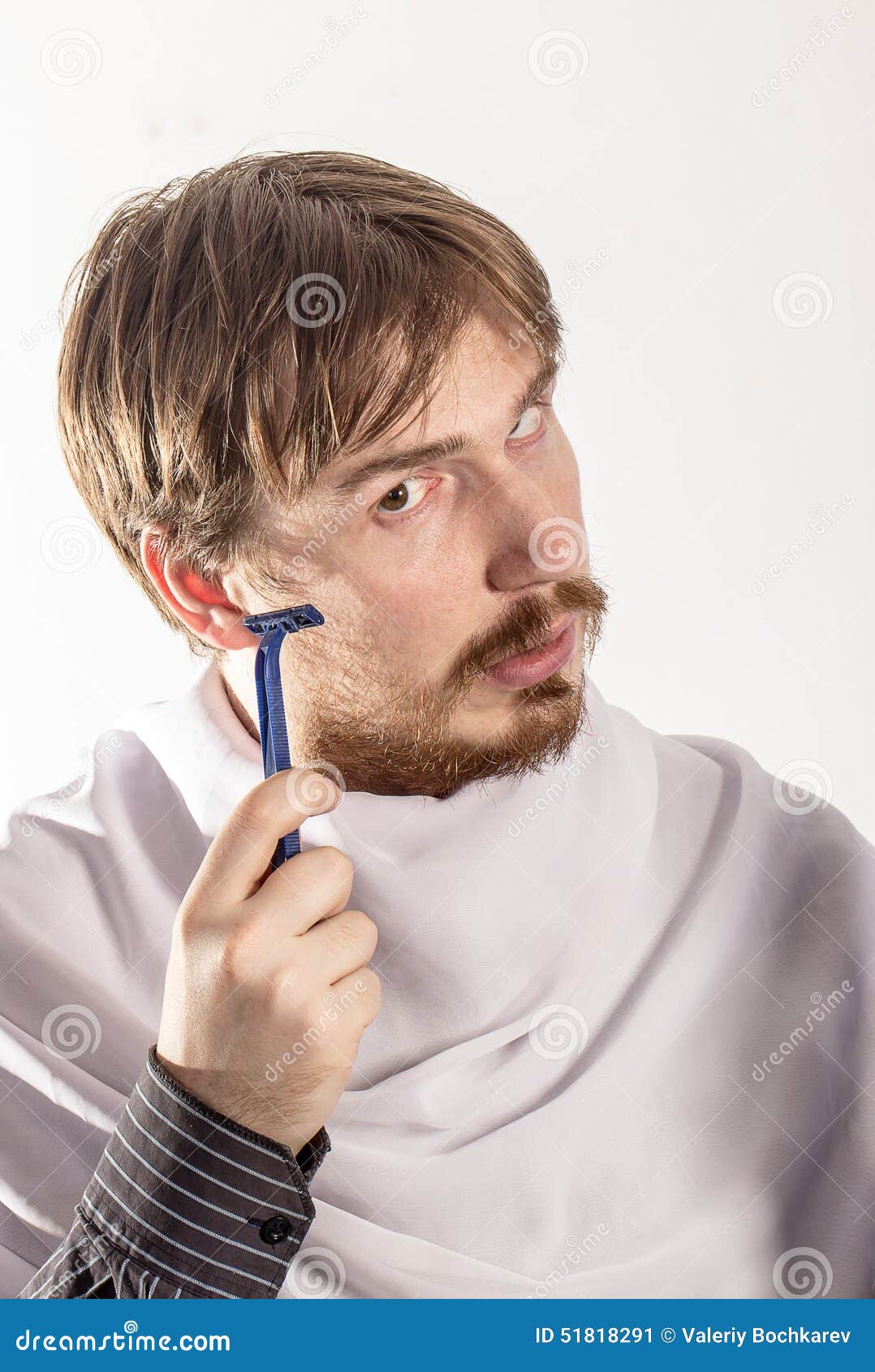 Young man holding a razor stock image. Image of shave - 51818291