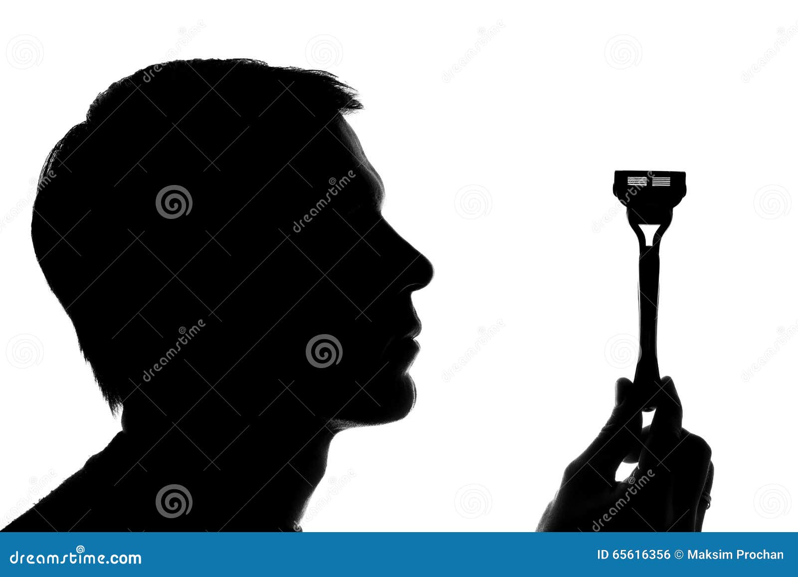 A Young Man Holding a Razor Vertical - Silhouette Stock Photo - Image ...