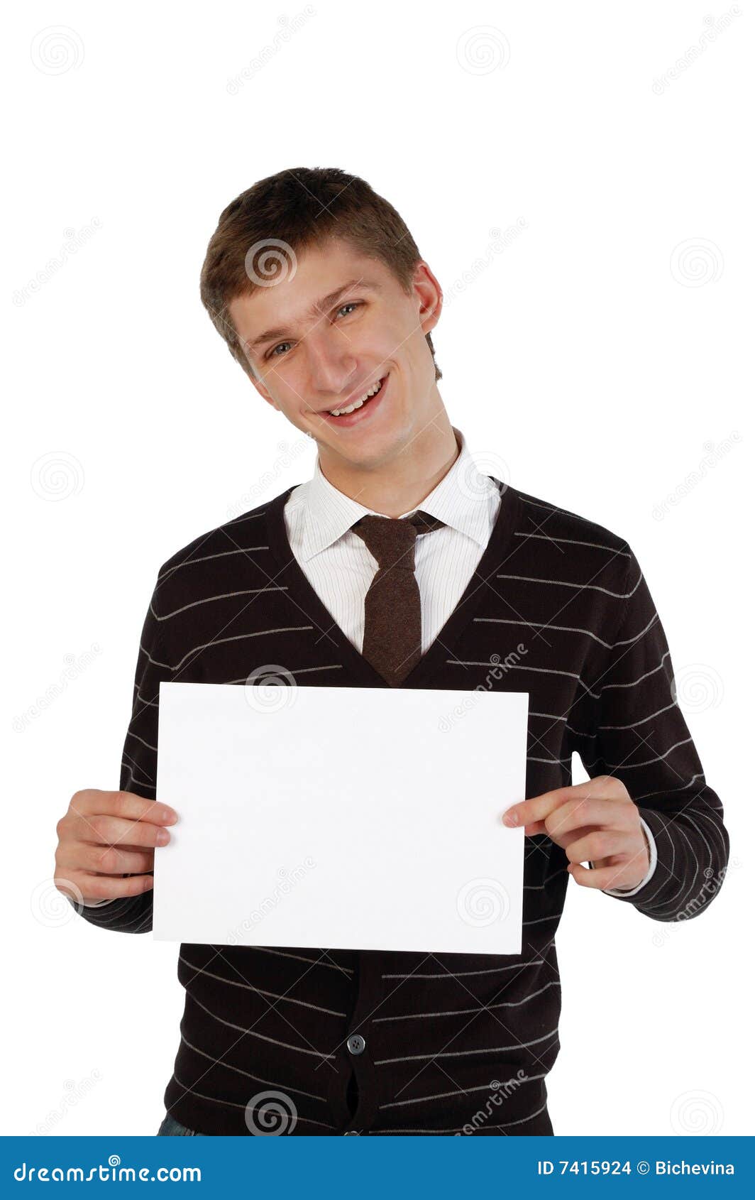 Young Man Holding a Sheet of Paper Stock Photo - Image of suit, happy ...