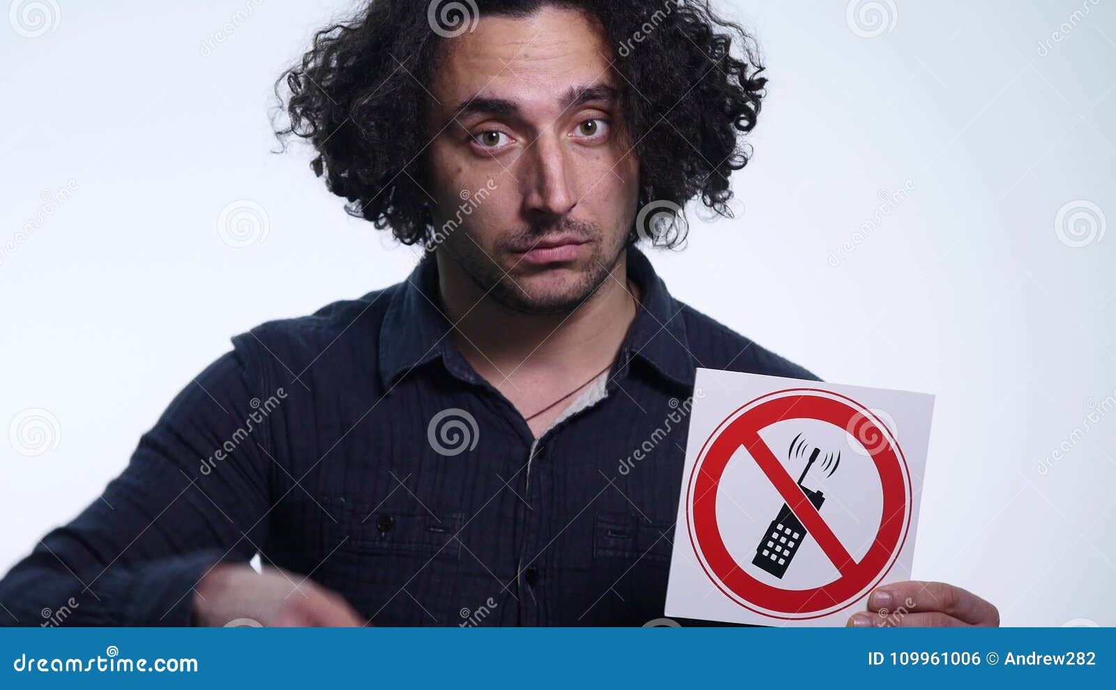 Young Man Holding Signs on a White Background Stock Footage - Video of ...