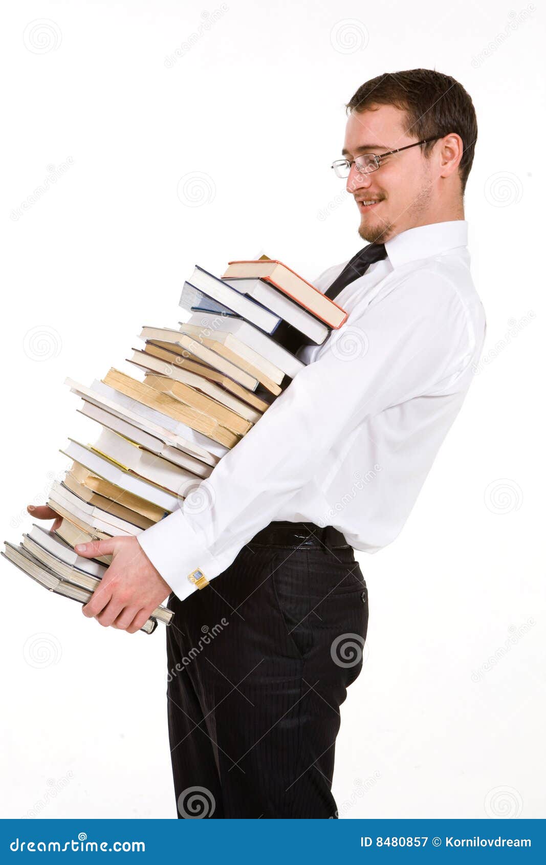 Young Man Holding Stack of Books Stock Image - Image of male, isolated ...