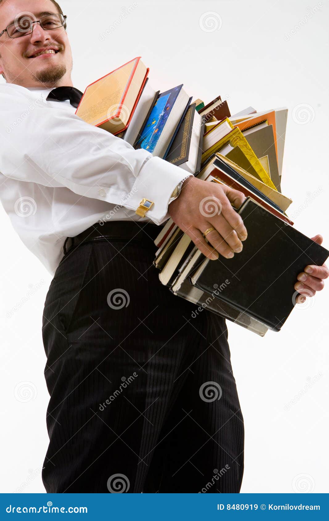 Young Man Holding Stack of Books Stock Image - Image of face, person ...