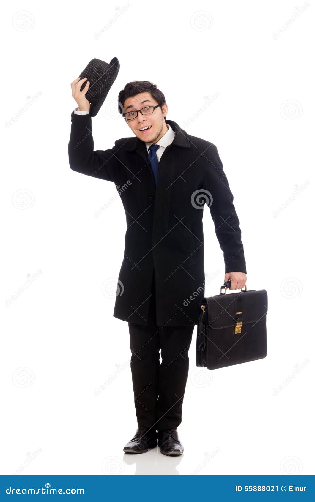 Young Man Holding Suitcase Isolated on White Stock Image - Image of ...